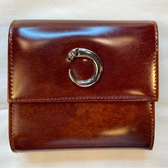 Cartier | Bags | Cartier Vintage Panthere Trifold Wallet Chestnut ...